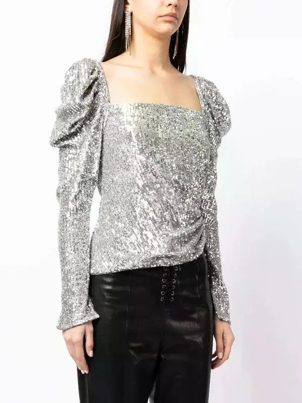 Simkhai Allura Hammered Sequin Embellished Blouse