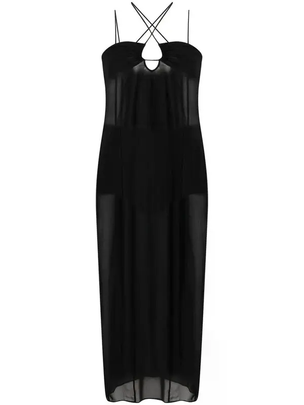 Patrizia Pepe Midi Slip Dress - Black