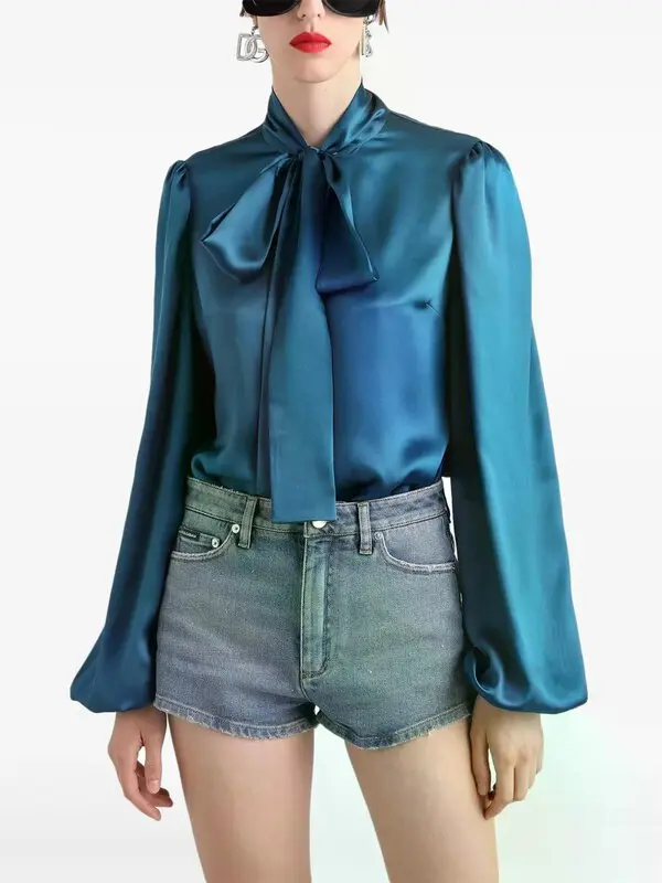 Dolce & Gabbana Pussy-bow Collar Blouse - Blue