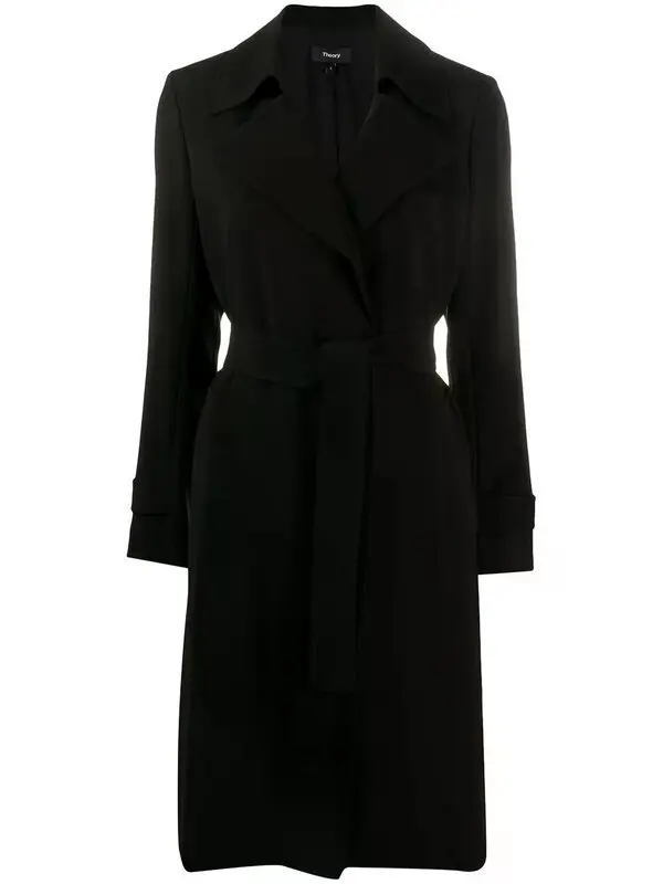Theory Belted Mid-length Coat - Black