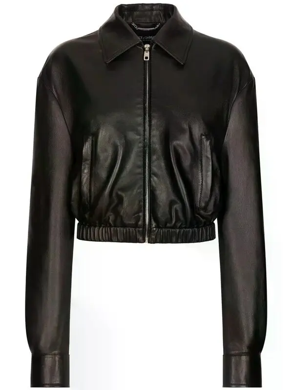 Dolce & Gabbana Logo-appliqué Leather Jacket
