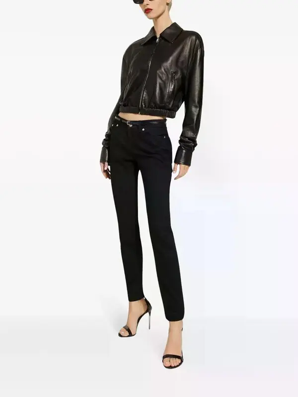 Dolce & Gabbana Logo-appliqué Leather Jacket