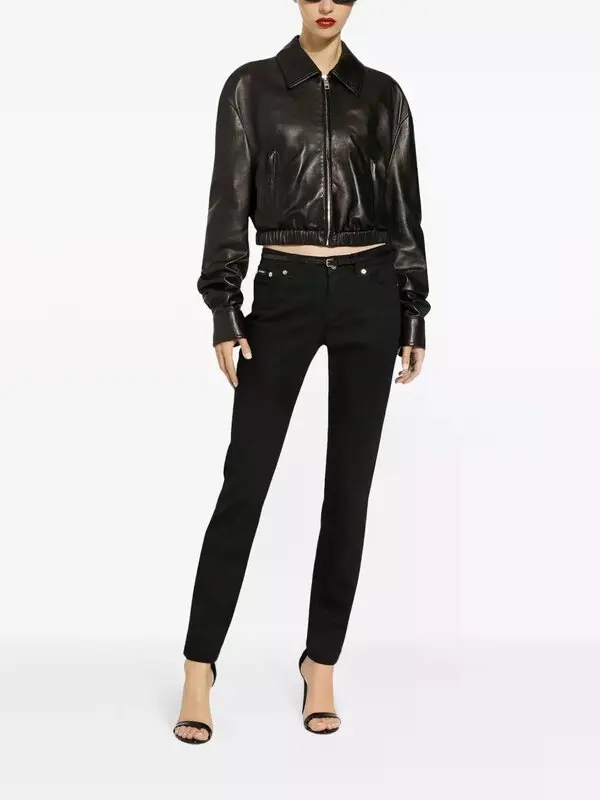 Dolce & Gabbana Logo-appliqué Leather Jacket