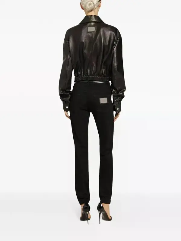 Dolce & Gabbana Logo-appliqué Leather Jacket