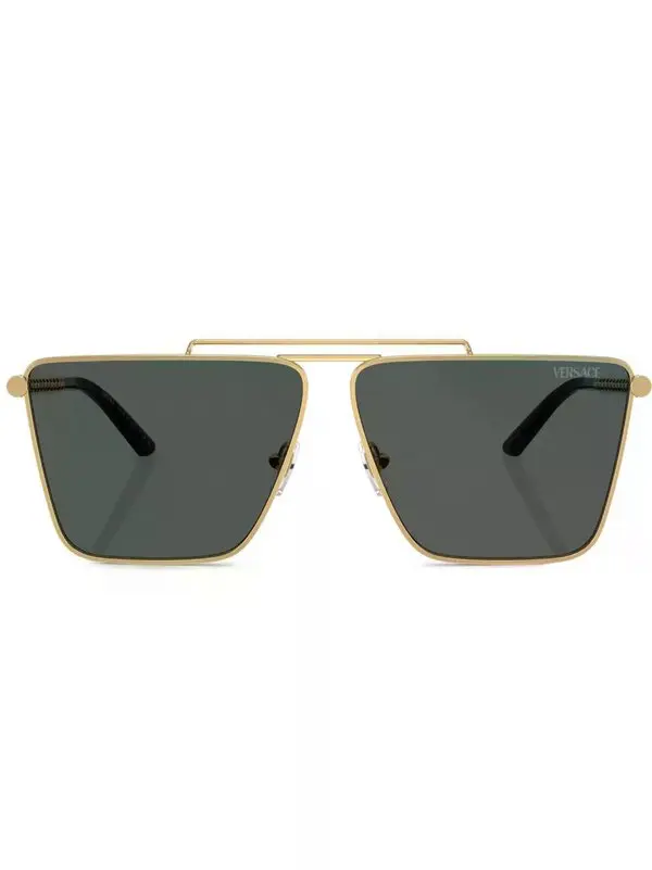 Versace Tubular Greca Square-frame Sunglasses - Gold