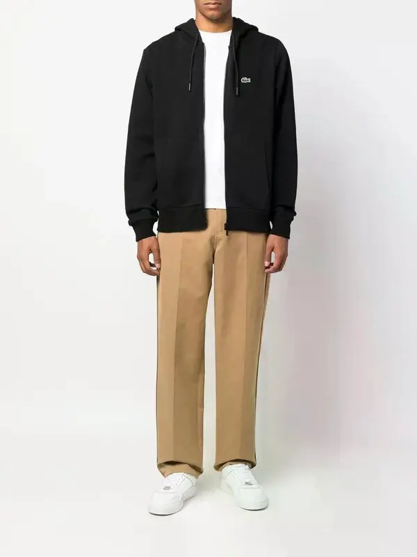 Lacoste Appliqué-logo Zip-up Hoodie - Black