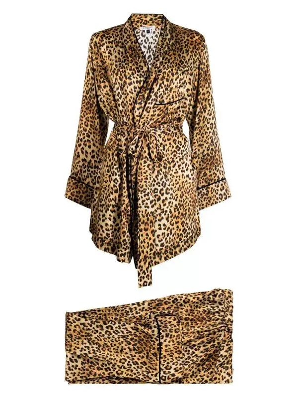 GILDA & PEARL Golden Hollywood Silk Pyjama Set - Brown