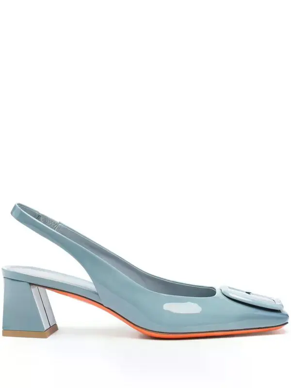 Santoni Patent Leather Slingback Pumps - Blue
