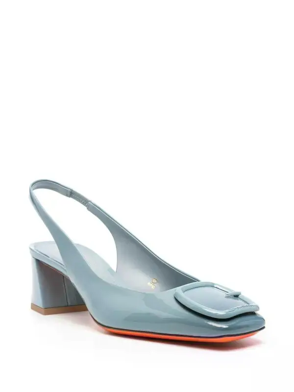 Santoni Patent Leather Slingback Pumps - Blue