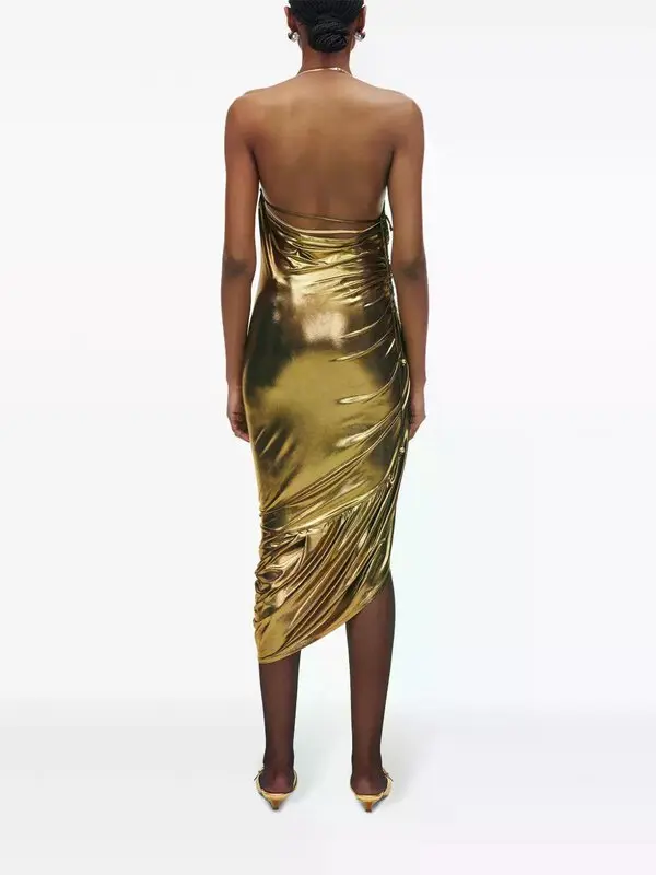 Marc Jacobs Metallic Draped Midi Dress - Gold