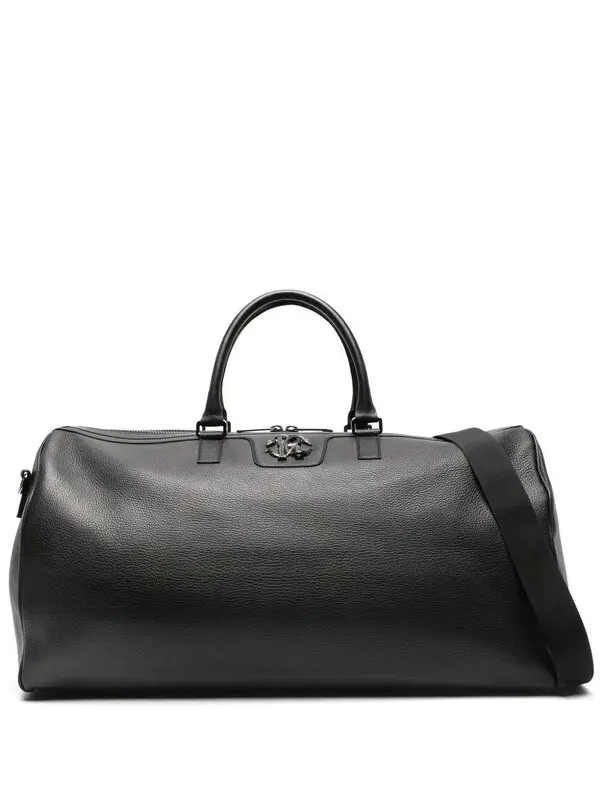 Roberto Cavalli Rc Plaque Leather Holdall Bag - Black