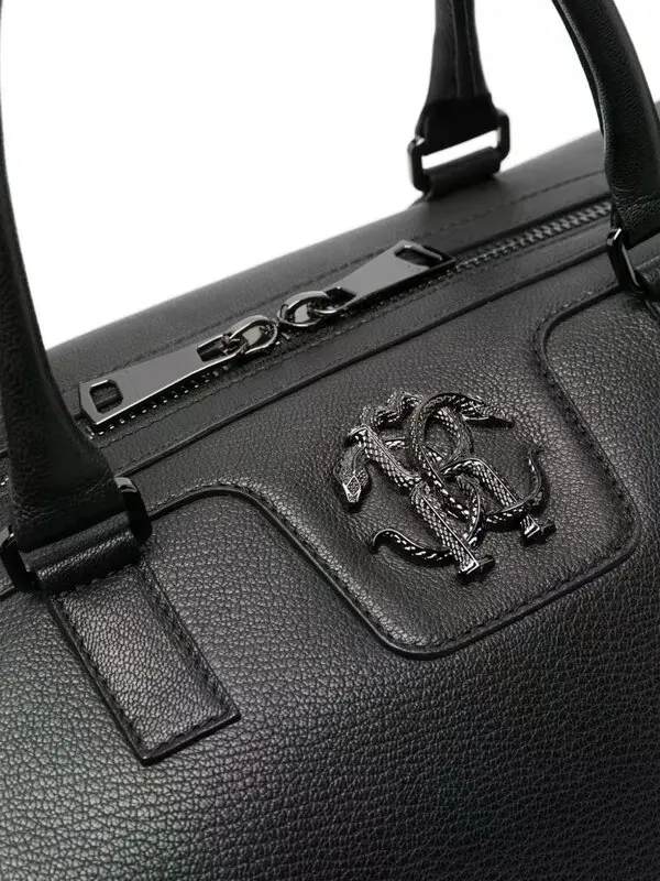 Roberto Cavalli Rc Plaque Leather Holdall Bag