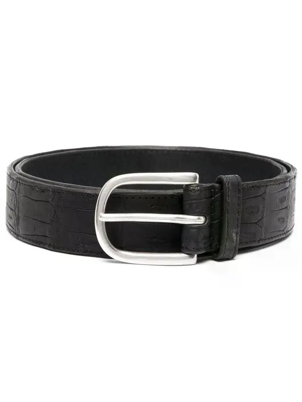 Orciani Animal-embossed Leather Belt - Black