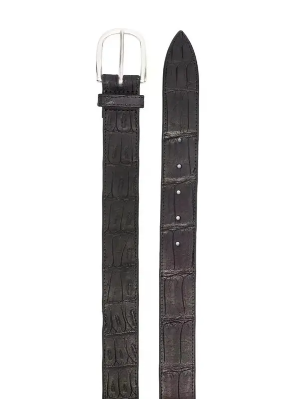 Orciani Animal-embossed Leather Belt - Black
