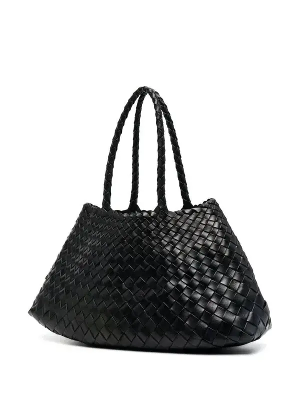 Dragon Diffusion Big Santa Croce Interwoven Leather Tote Bag - Black