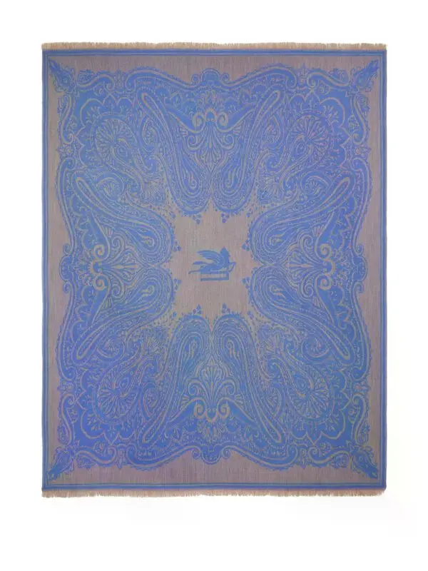 Etro Wool Throw Blanket With Jacquard Logo And Paisley