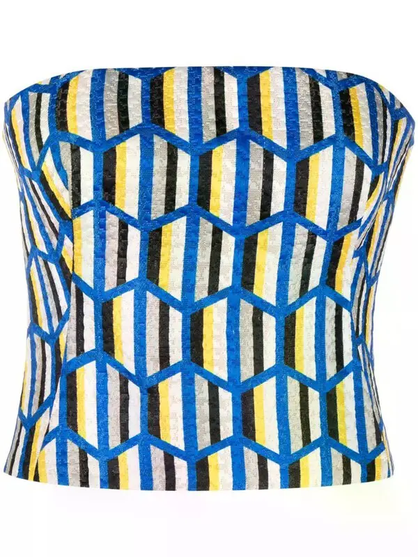 GEMY MAALOUF Geometric-pattern Strapless Top