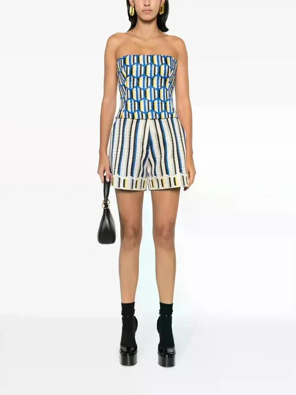 GEMY MAALOUF Geometric-pattern Strapless Top