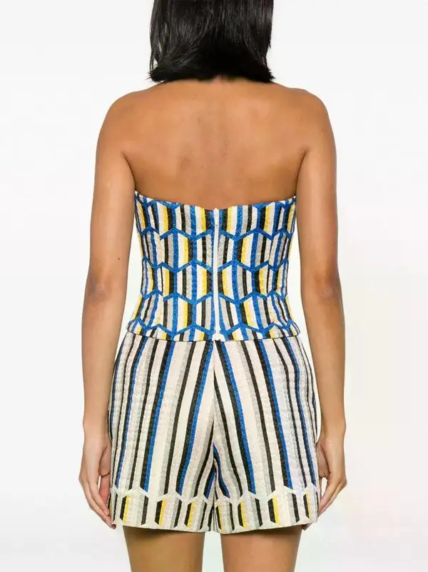 GEMY MAALOUF Geometric-pattern Strapless Top