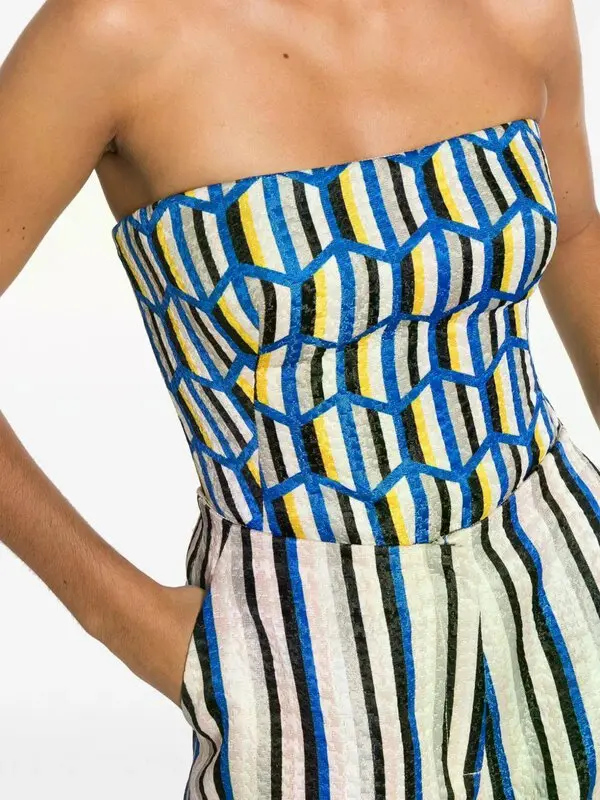 GEMY MAALOUF Geometric-pattern Strapless Top