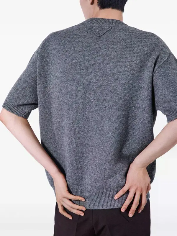 Prada Regenerated Cashmere Short-sleeve Sweater - Grey