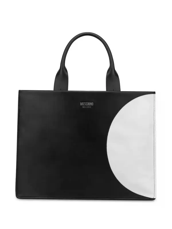 Moschino Panelled Leather Tote Bag - Black