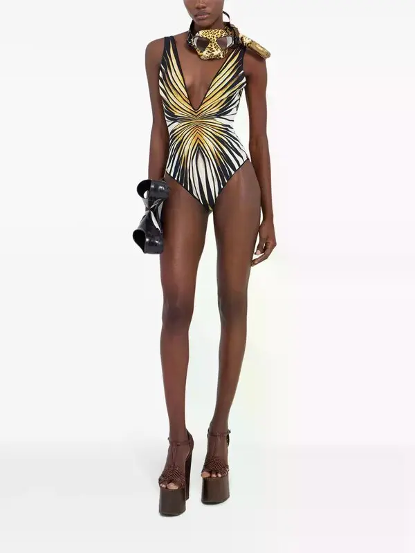 Roberto Cavalli Ray Of -print Swimsuit - Gold