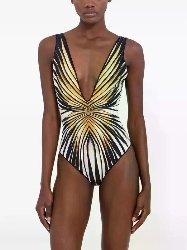 Roberto Cavalli Ray Of -print Swimsuit - Gold