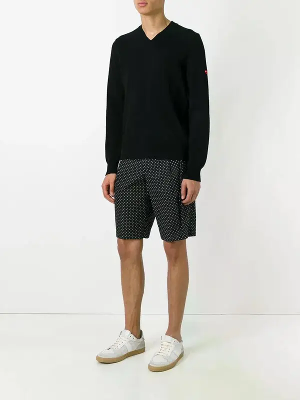 Play Comme Des Garcon Heart-patch V-neck Jumper