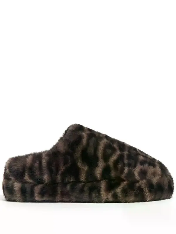 Apparis Misha Leopard Print Faux-fur Slippers - Brown
