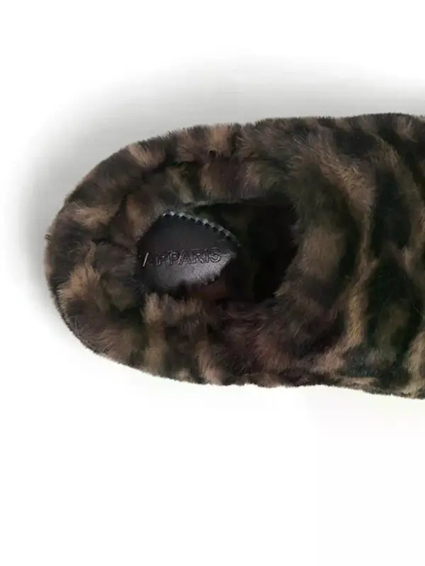 Apparis Misha Leopard Print Faux-fur Slippers - Brown