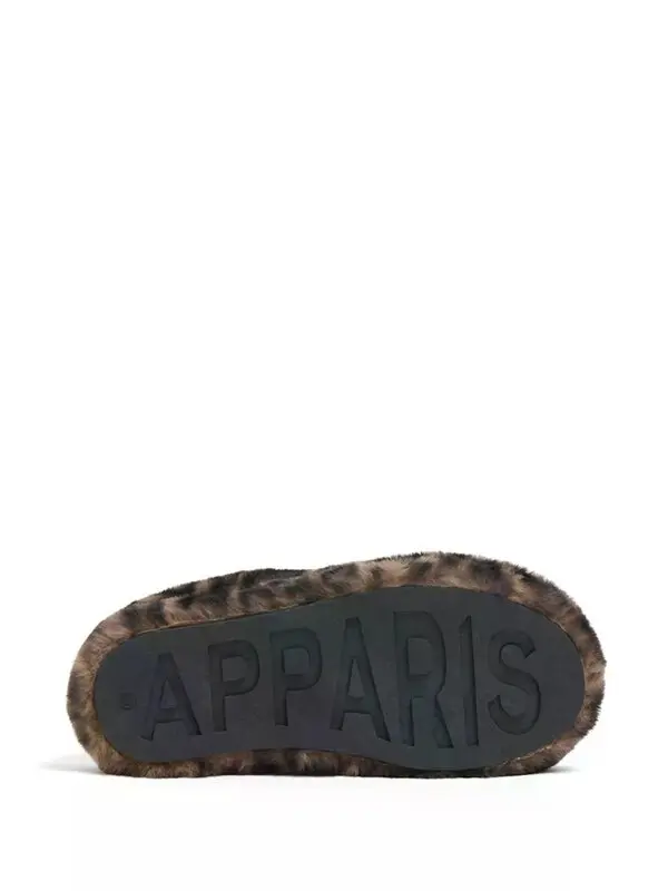 Apparis Misha Leopard Print Faux-fur Slippers - Brown