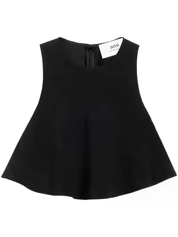 AMI Paris Flared Cropped Blouse