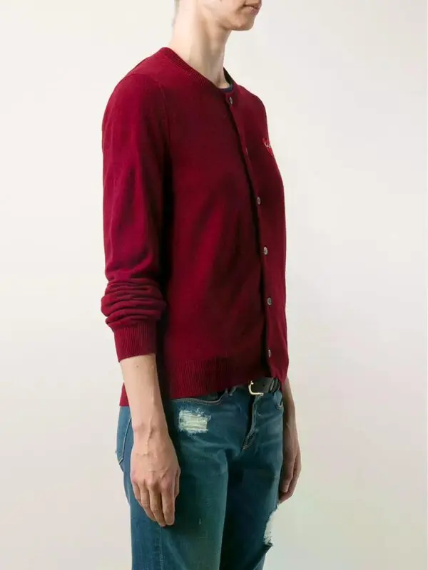 Play Comme Des Garcon Basic Cardigan - Red