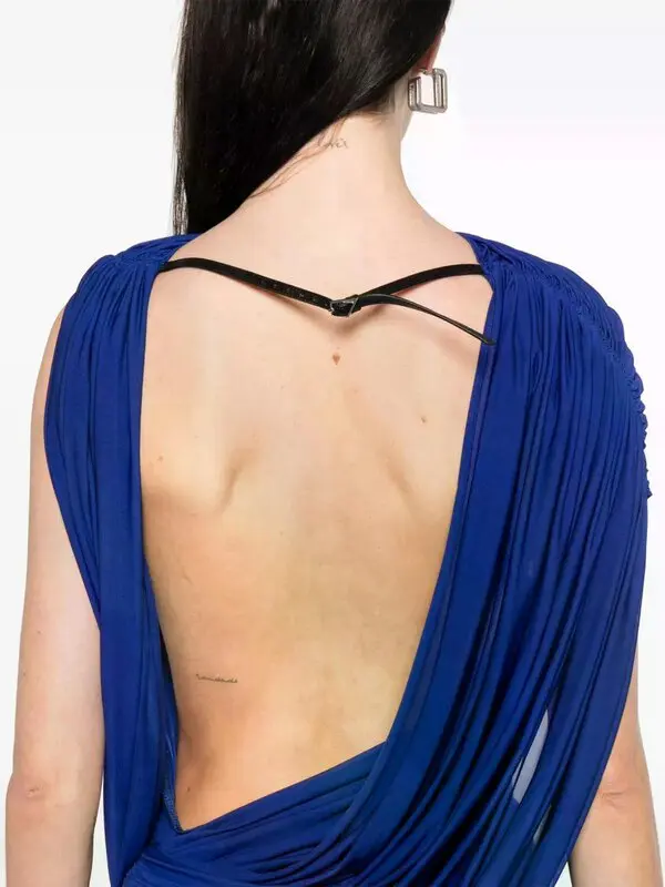 MUGLER Draped Backless Gown