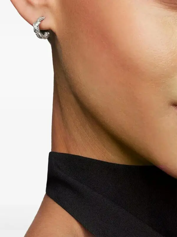 David Yurman Petite X Diamond Hoop Earrings