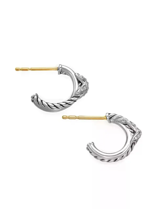 David Yurman Petite X Diamond Hoop Earrings