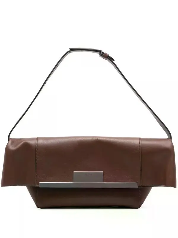 Max Mara Clasp Leather Clutch - Brown