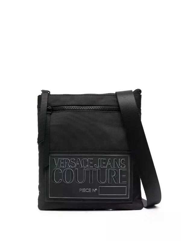 Versace Logo-patch Zip-fastening Shoulder Bag - Black