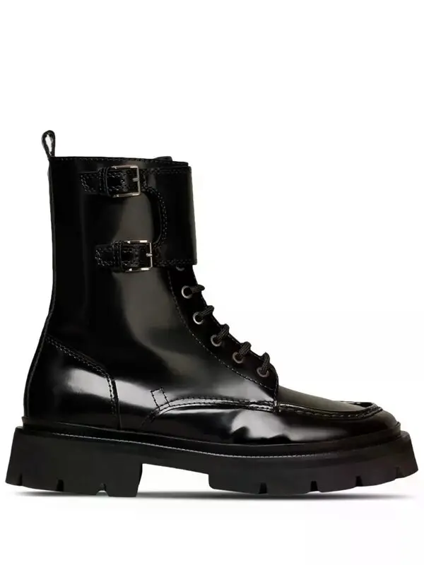 AMI Paris Double-buckle Leather Boots