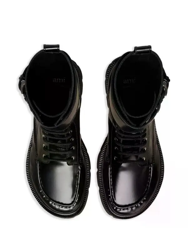 AMI Paris Double-buckle Leather Boots