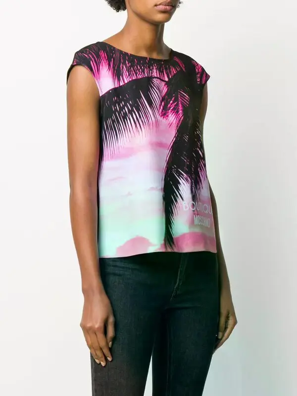 Moschino Palm Tree Print Sleeveless Top