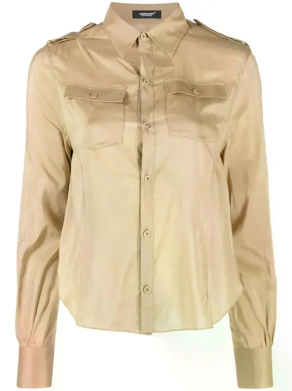 Undercover Open-back Cotton-silk Blend Shirt - Neutrals