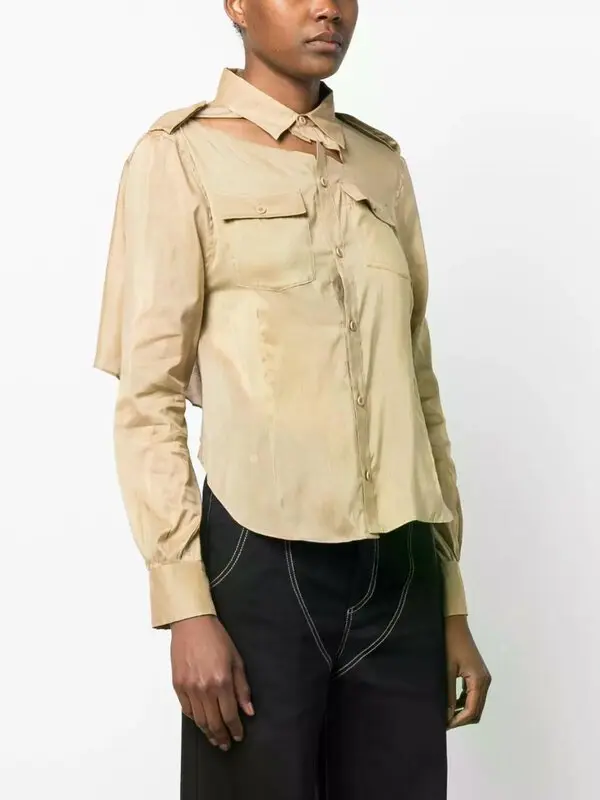 Undercover Open-back Cotton-silk Blend Shirt - Neutrals