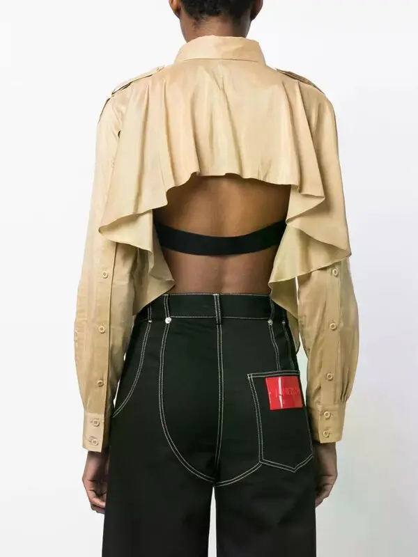 Undercover Open-back Cotton-silk Blend Shirt - Neutrals