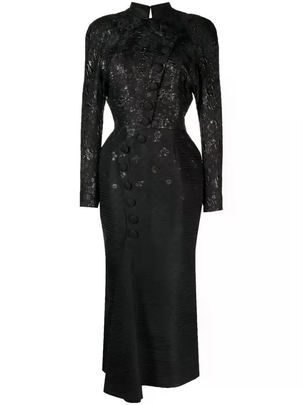 SAIID KOBEISY Brocade-effect Long-sleeve Dress