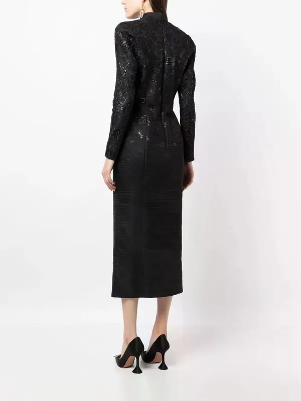 SAIID KOBEISY Brocade-effect Long-sleeve Dress