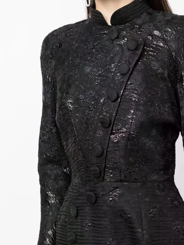 SAIID KOBEISY Brocade-effect Long-sleeve Dress