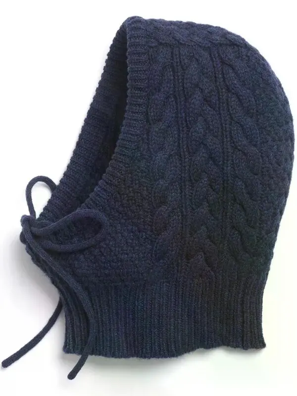 BARRIE Cashmere Cable-knit Balaclava - Blue
