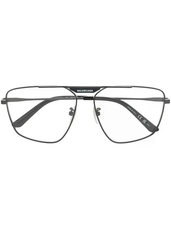 Balenciaga Polished-effect Pilot-frame Glasses - Black